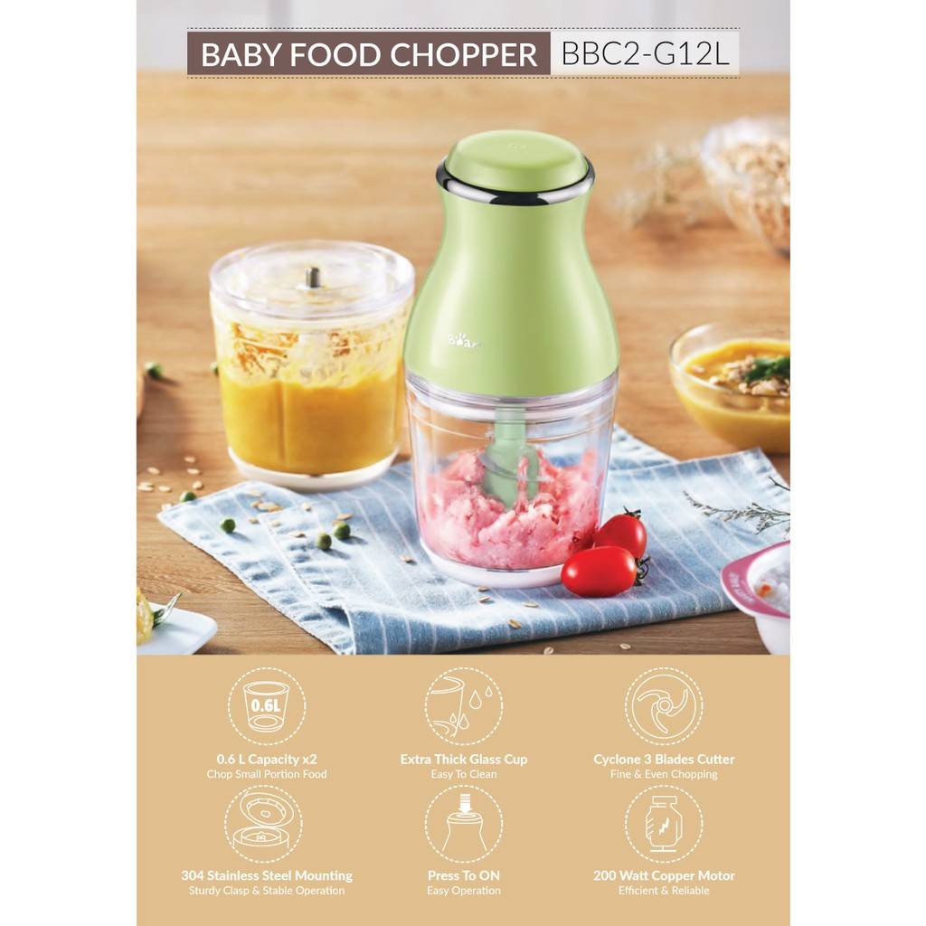 Cyclone 3 Blades Cutter Baby Food Chopper - Bear Malaysia